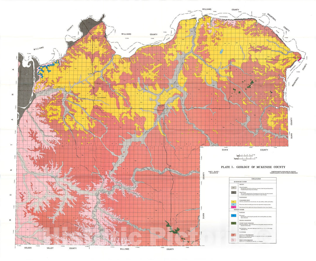 Map : Geology of McKenzie County, North Dakota: part I, 1985 Cartograp ...