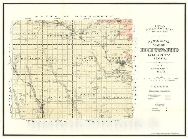 Map : Geology of Howard County [Iowa], 1903 Cartography Wall Art ...