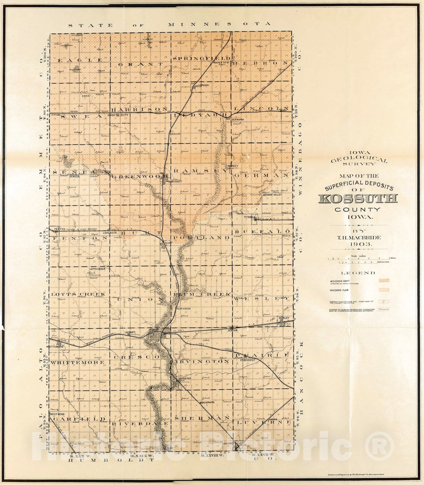 Map : Geology of Kossuth, Hancock, and Winnebago Counties [Iowa], 1903 ...