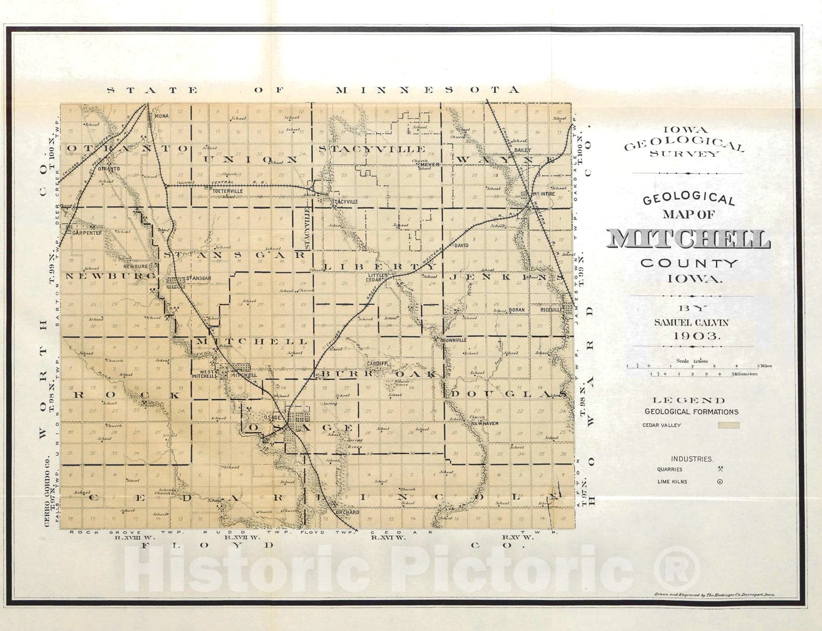 Map : Geology of Mitchell County [Iowa], 1903 Cartography Wall Art ...
