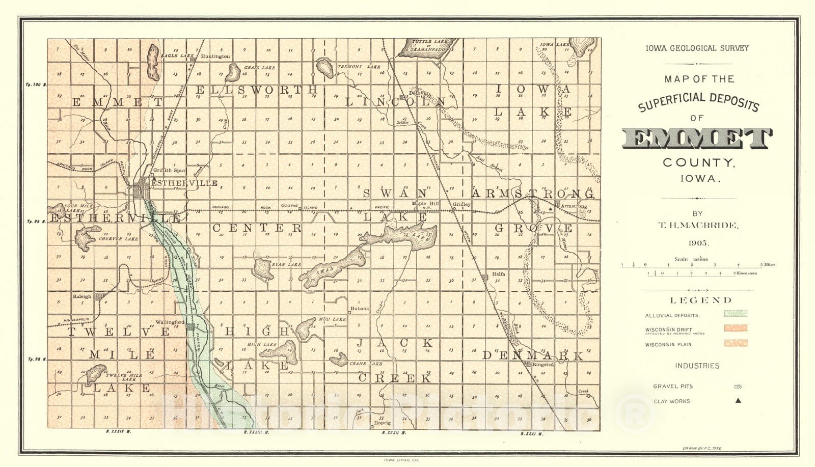Map : Geology of Emmet, Palo Alto, and Pocahontas Counties [Iowa], 190 ...