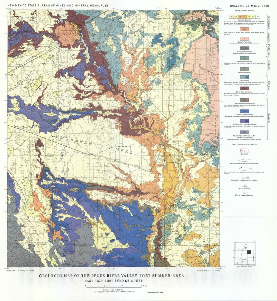 Map : Geologic map of the Pecos River Valley-Fort Sumner area, 1972 Ca ...