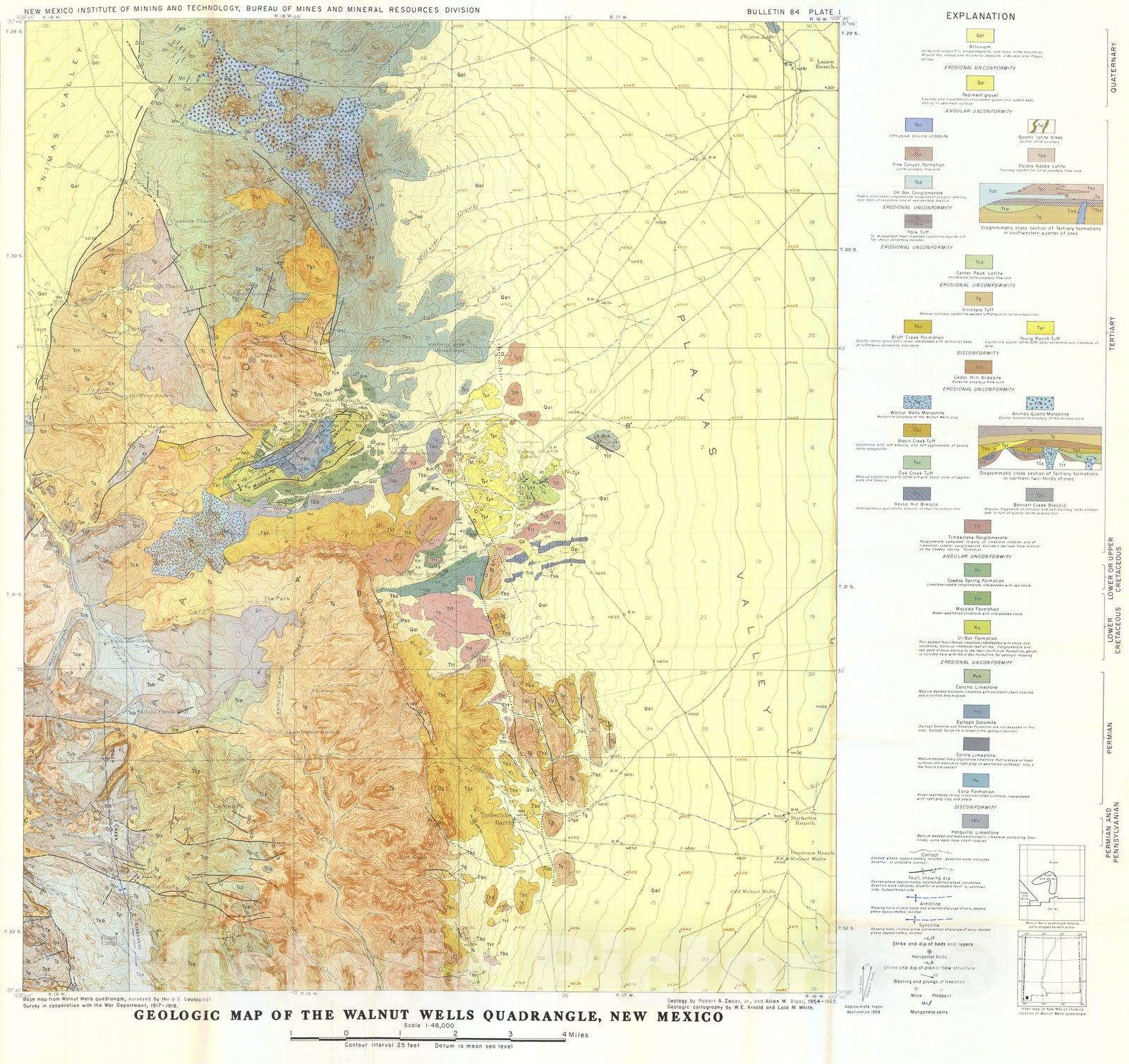 Map : Geologic map of the Walnut Wells quadrangle, New Mexico, 1965 Ca ...
