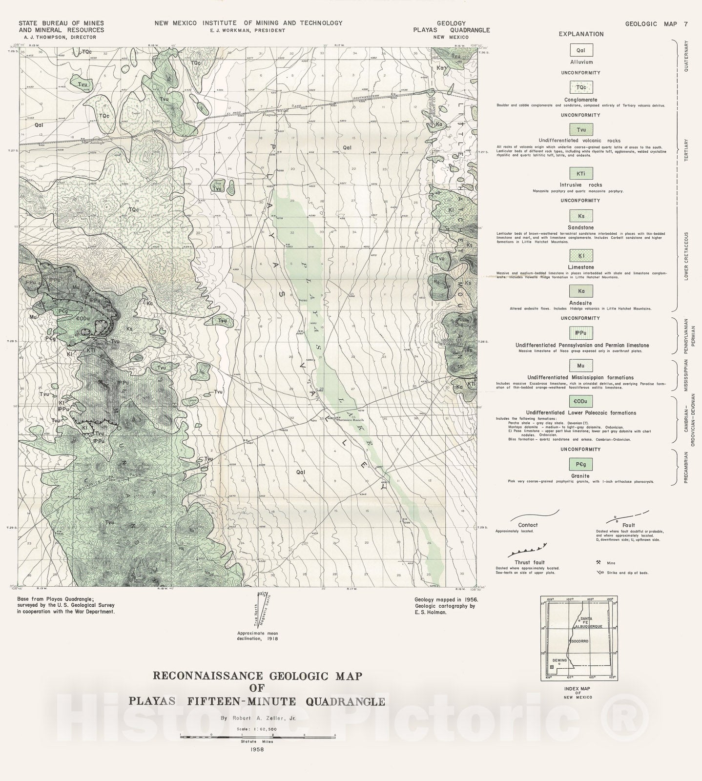 Map : Reconnaissance geologic map of Playas fifteen-minute quadrangle ...