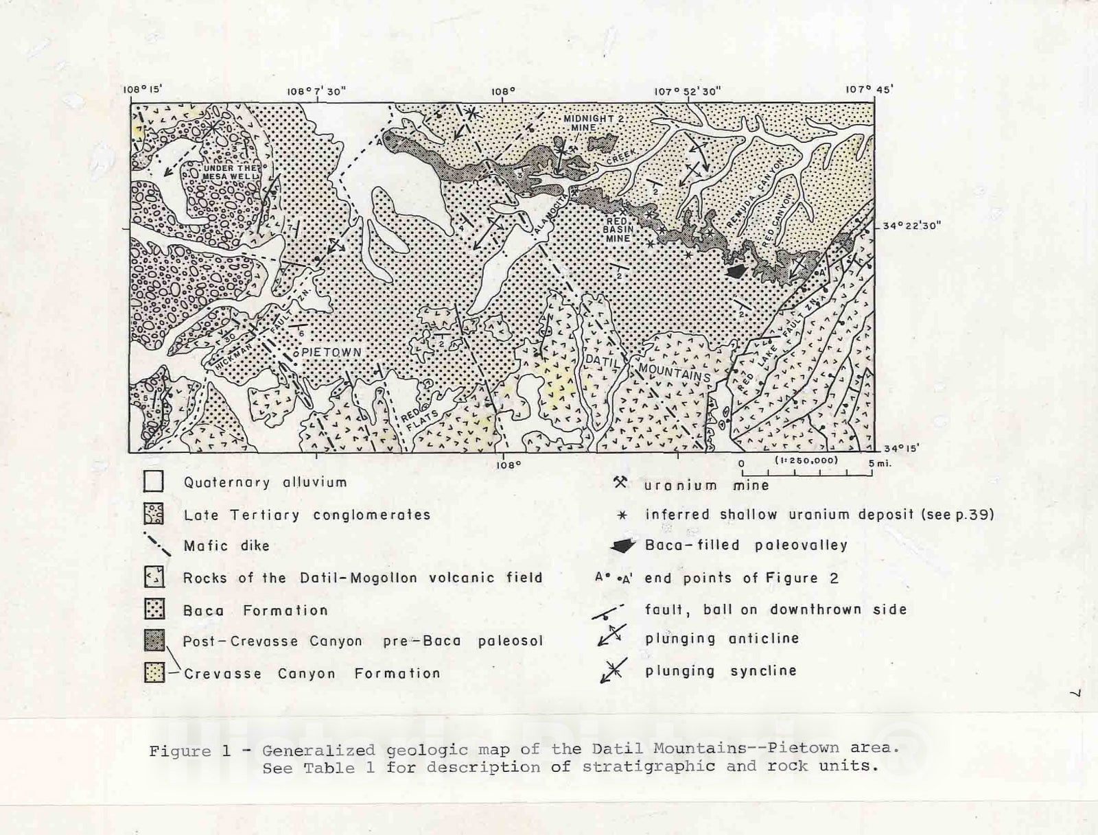 Map : Generalized geologic map of the Datil Mountains-Pietown area, 19 ...