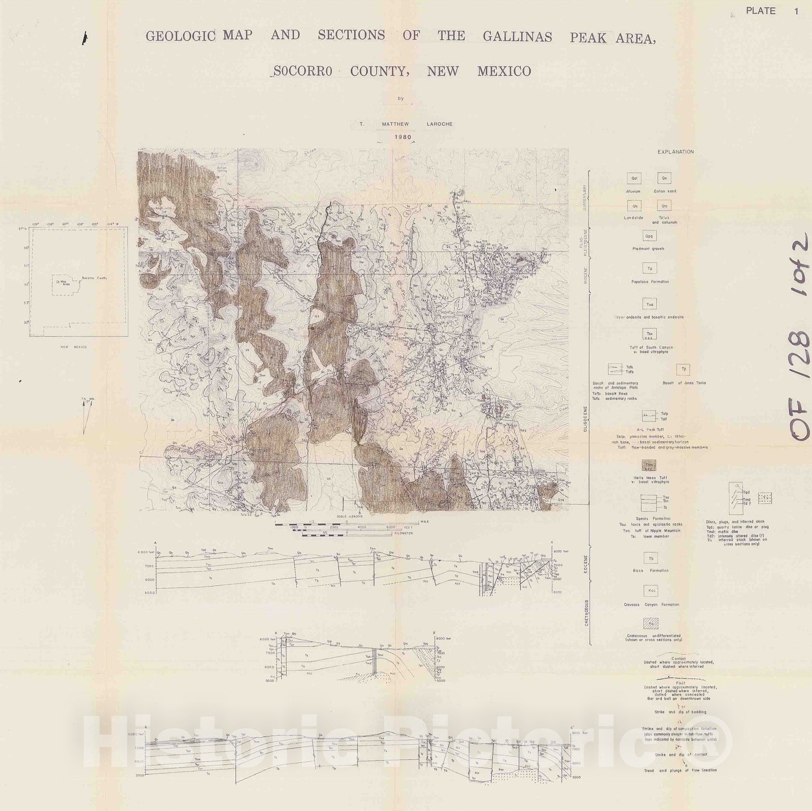 Map : Geologic map and sections of the Gallinas Peak area, Socorro Cou ...