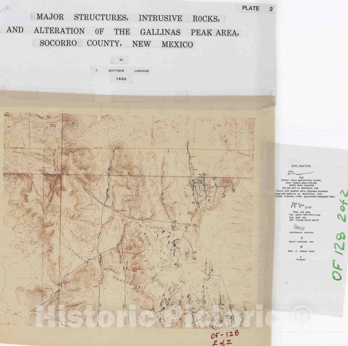 Map : Major structures, intrusive rocks, and alteration of the Gallina ...