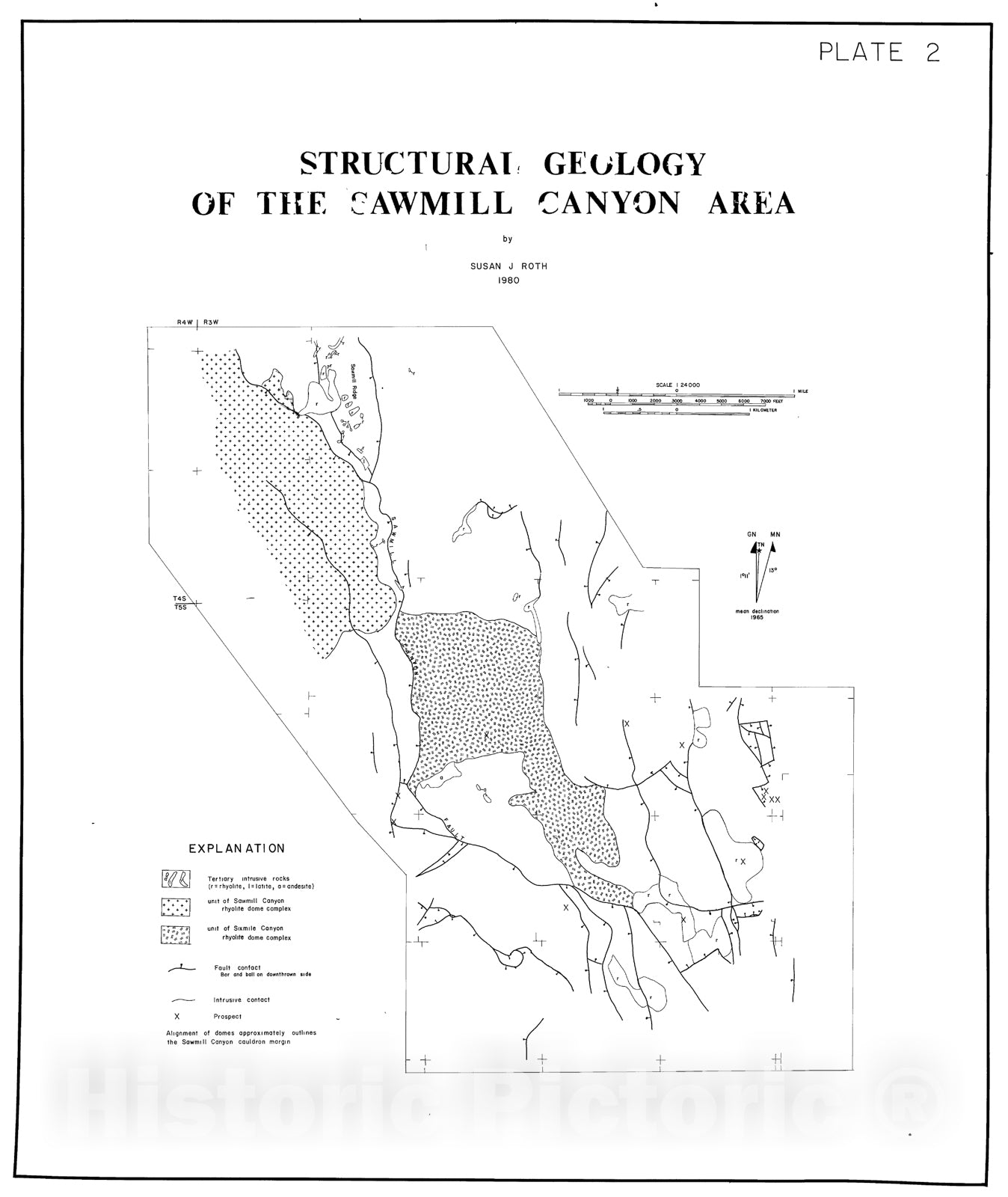 Map : Structural geology of the Sawmill Canyon area, 1980 Cartography ...