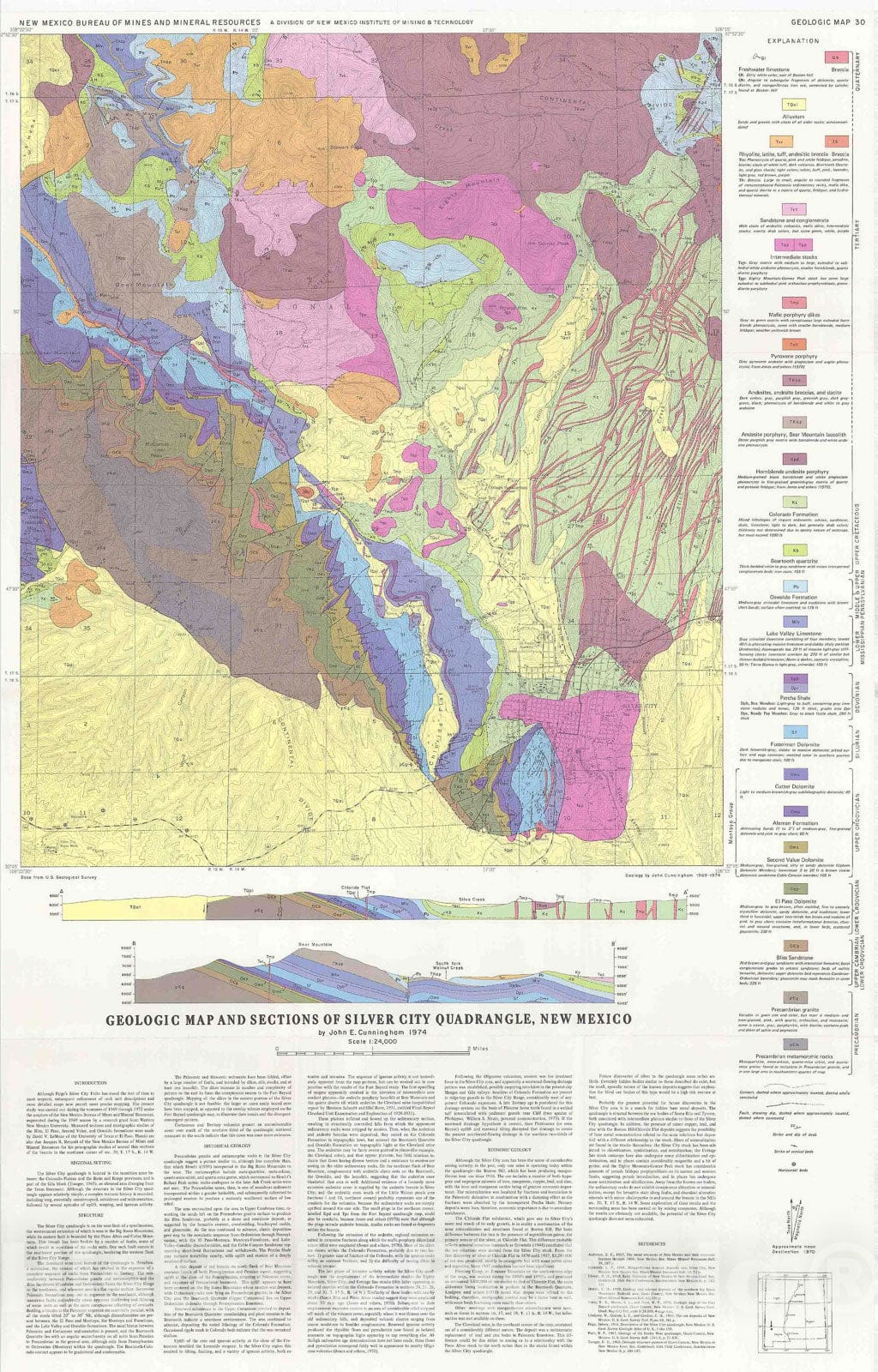 Map : Geologic map and sections of Silver City quadrangle, New Mexico, – Historic Pictoric