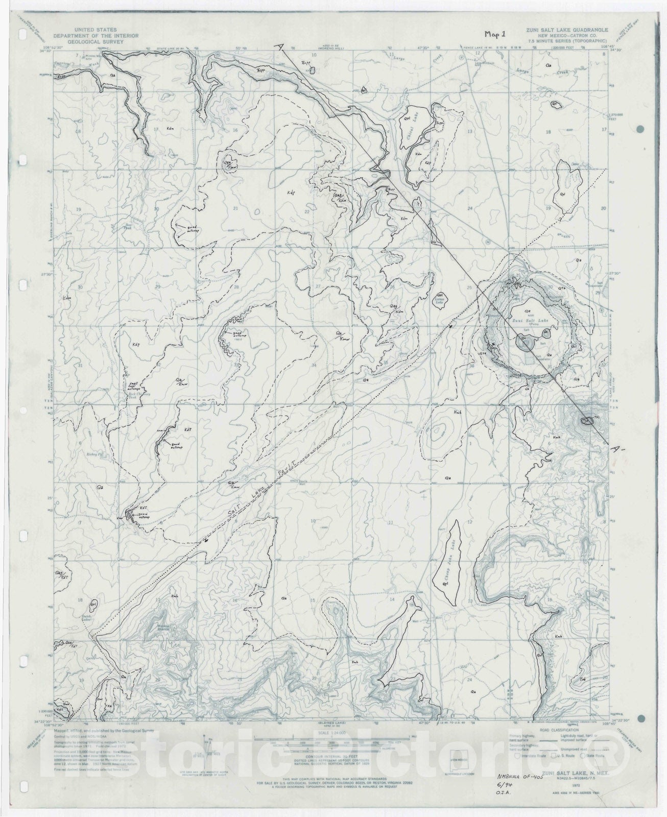 Map : Geology of the Zuni Salt Lake 7.5-minute quadrangle, Catron Coun ...