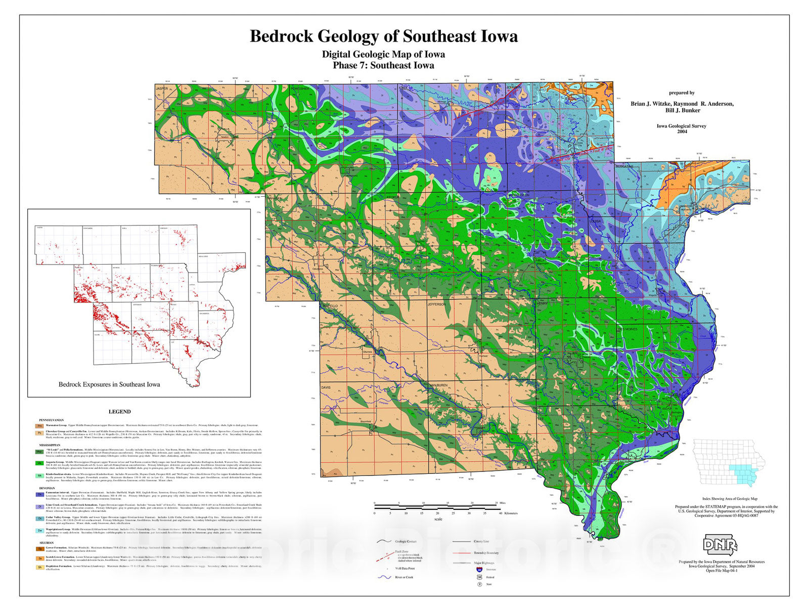 Map : Bedrock geology of southeast Iowa, digital geologic map of Iowa ...