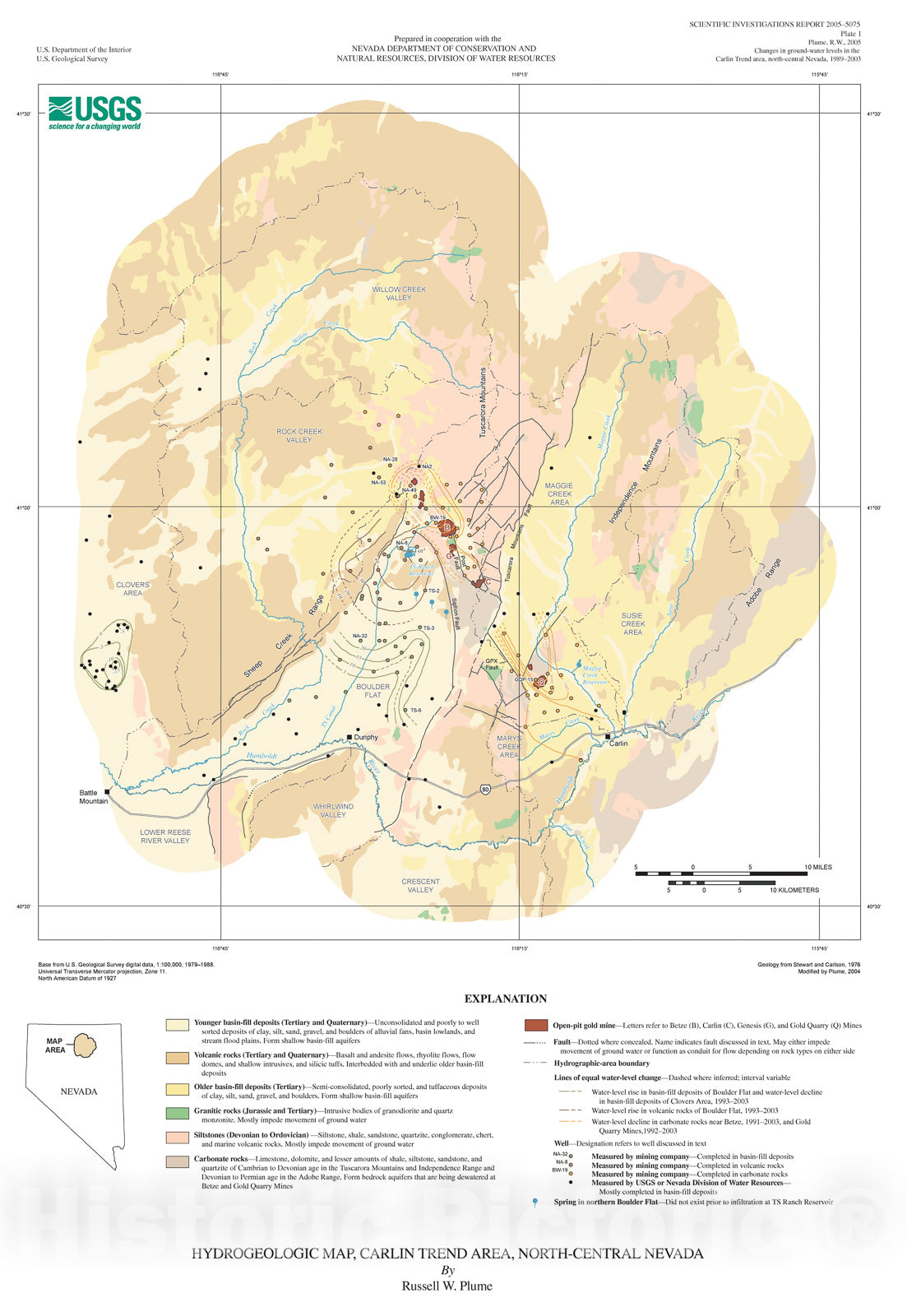 Map : Changes in ground-water levels in the Carlin Trend area, north-c ...