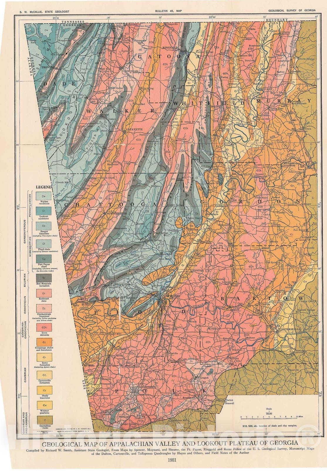 Map : Shales and brick clays of Georgia [Appalachian Valley and Lookou ...