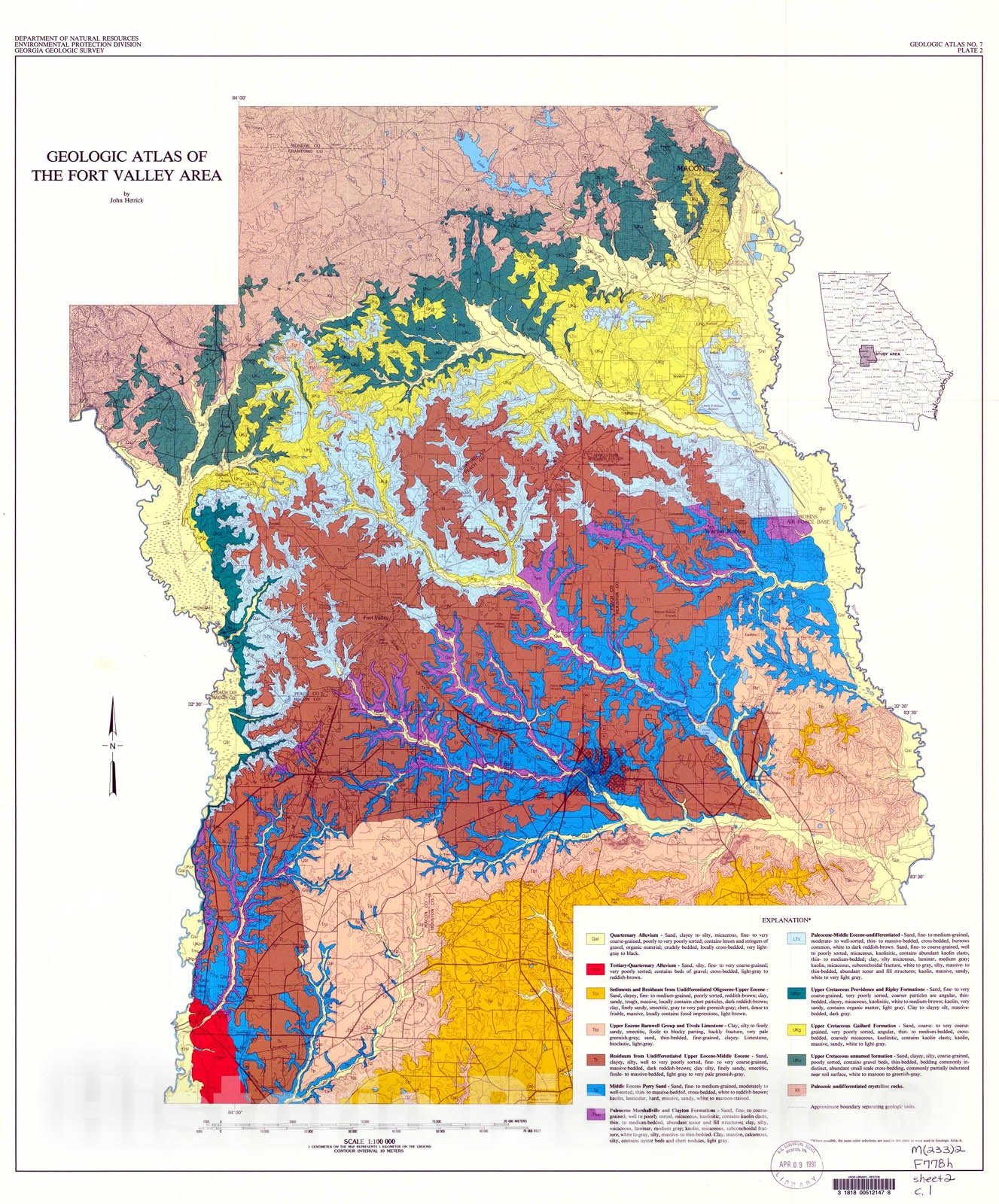 Map : Geologic atlas of the Fort Valley area [Georgia], 1990 Cartograp ...