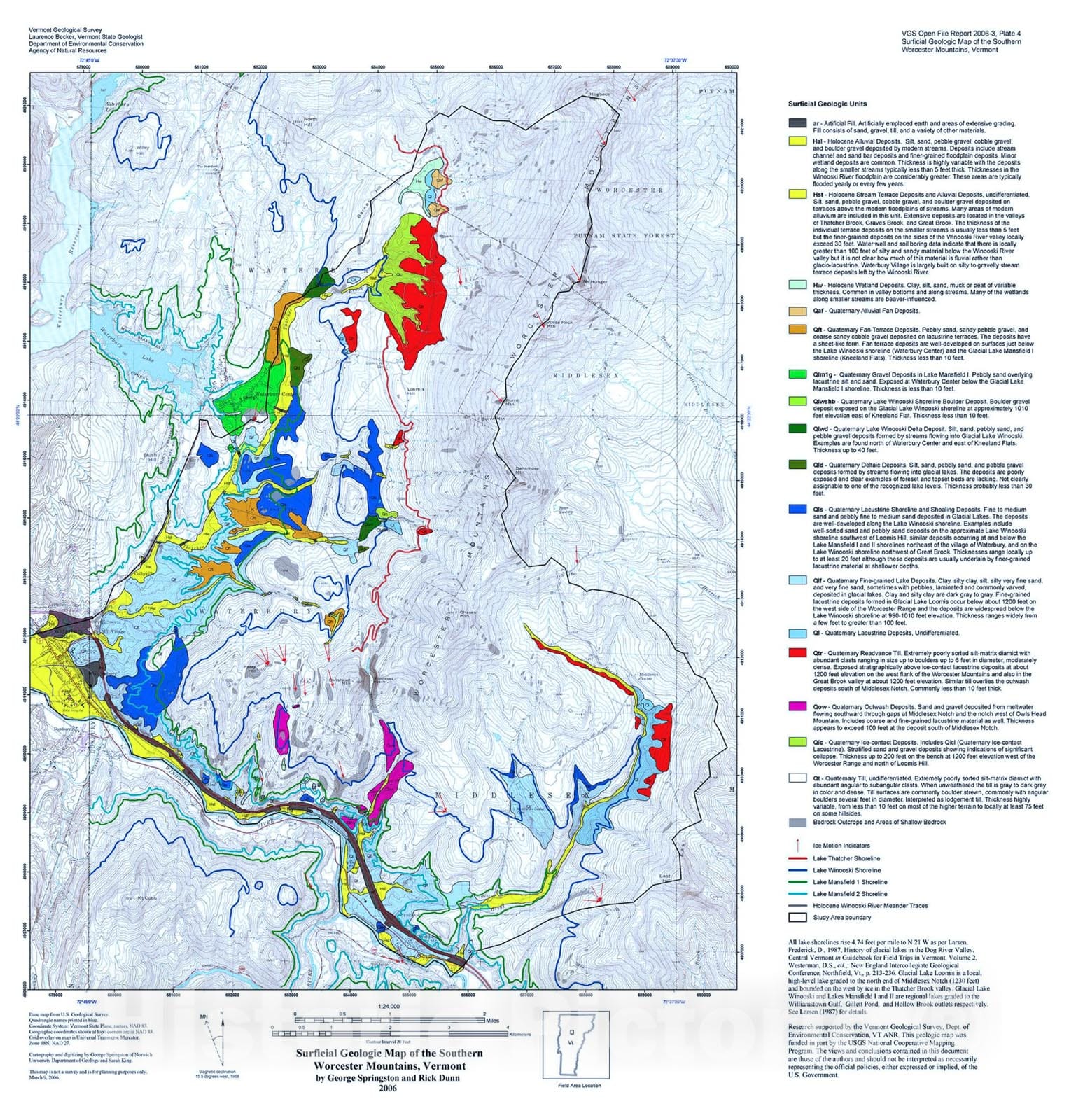 Map : Surficial Geologic Map of the Southern Worcester Mountains Water ...