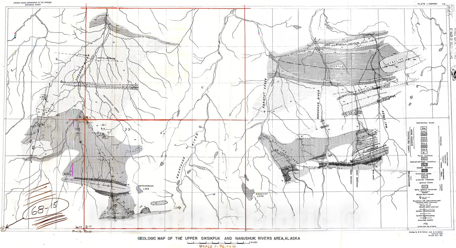 Map : Stratigraphy and structure of the upper Siksikpuk - Nanushuk Riv ...