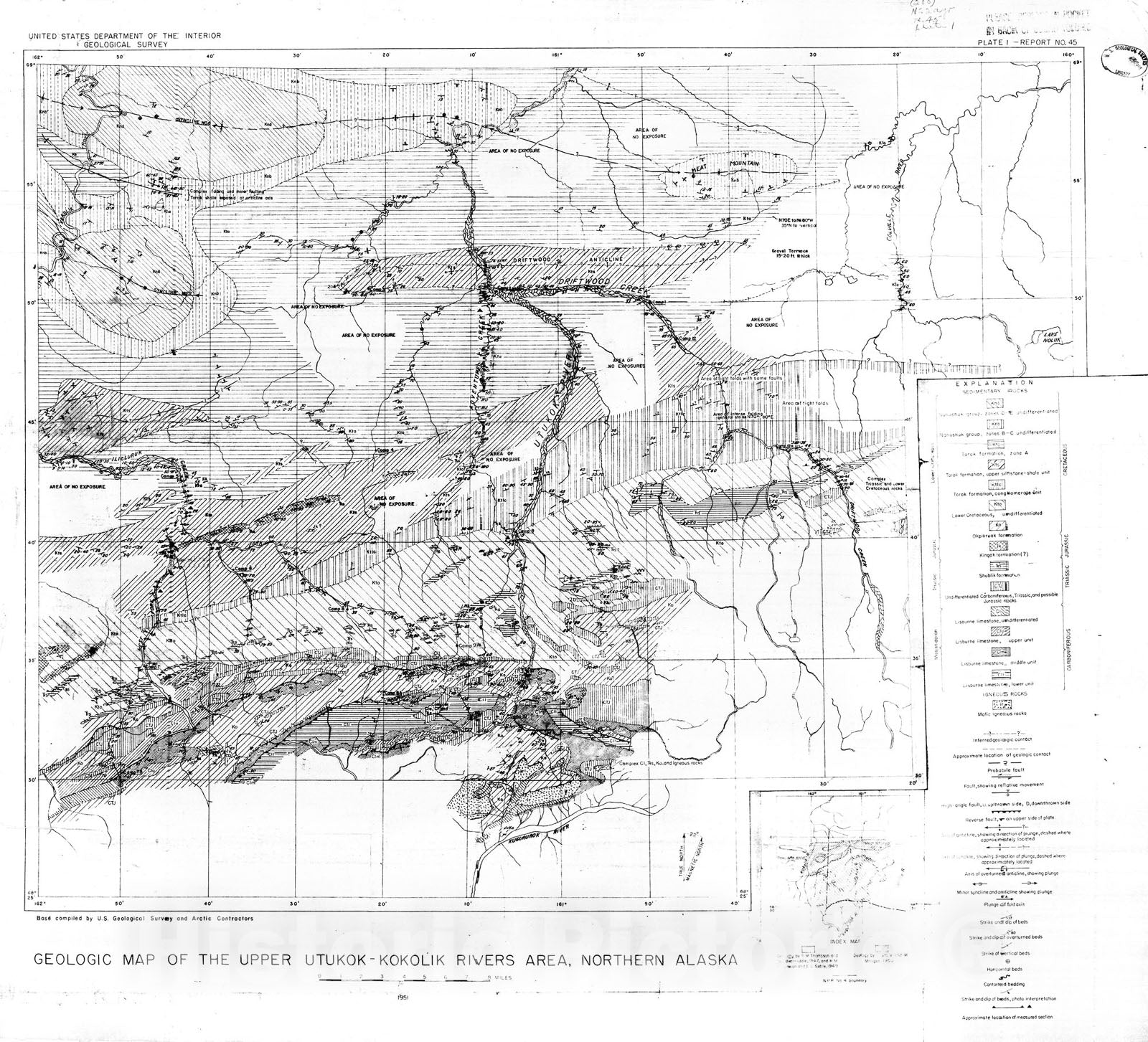 Map : Stratigraphy and structure of the upper Utukok and Kokolik River ...