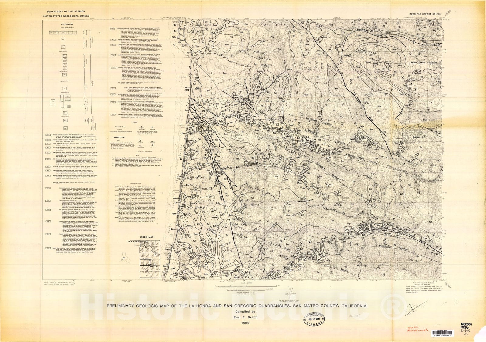 Map : Preliminary geologic map of the La Honda and San Gregorio quadra ...