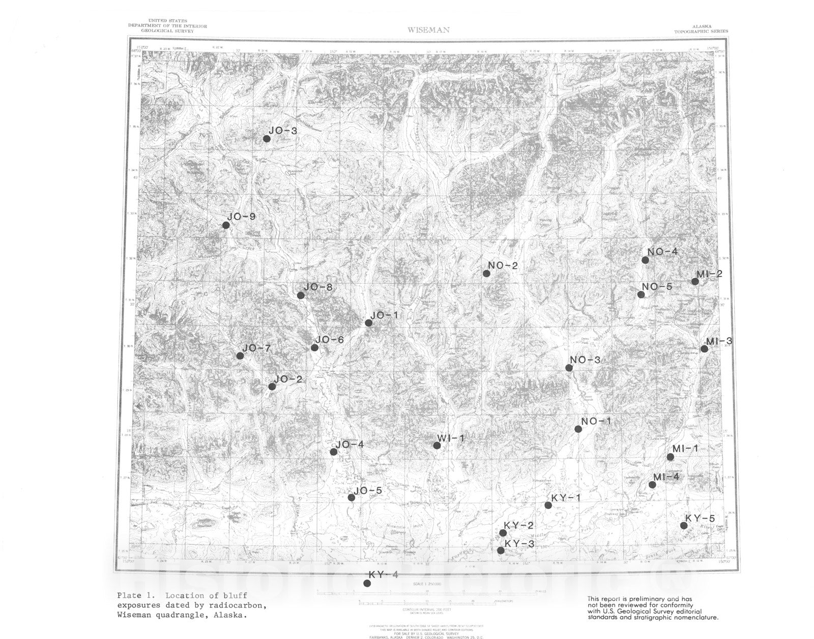 Map : Quaternary stratigraphic sections with radiocarbon dates, Wisema ...