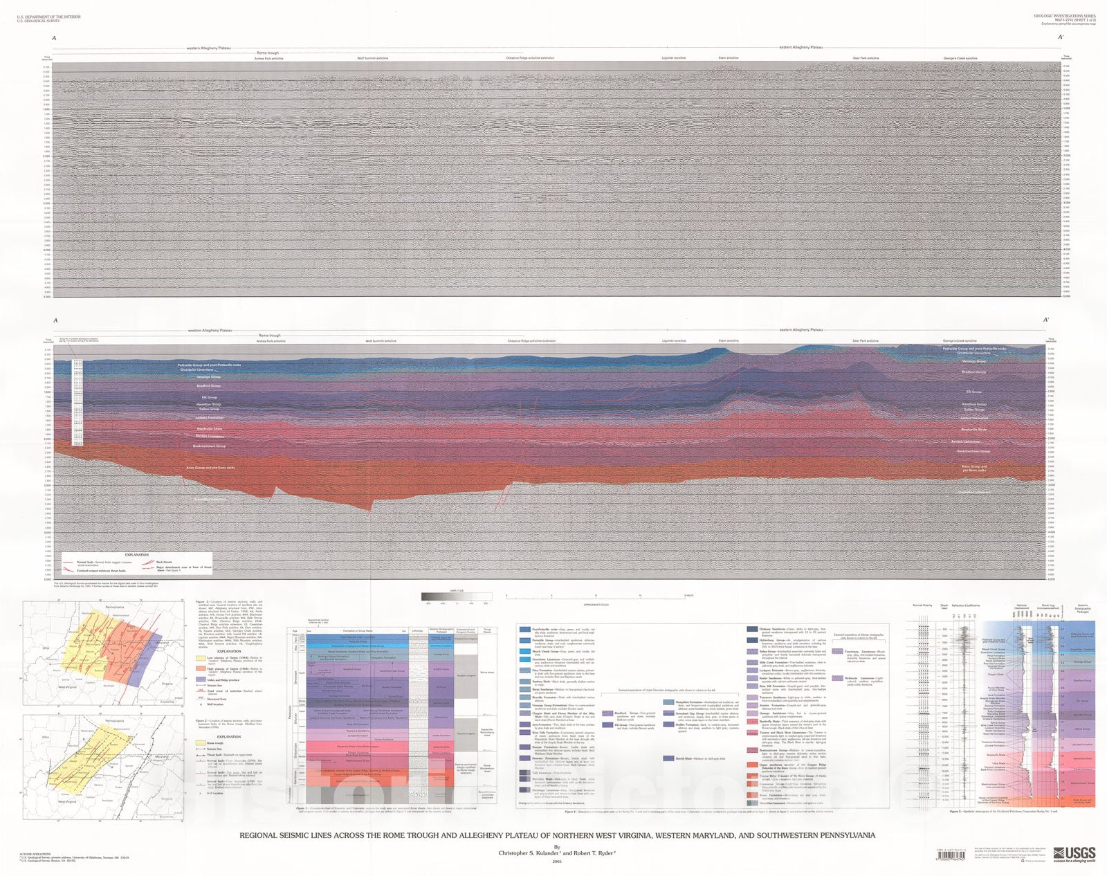 Map : Regional seismic lines across the Rome Trough and Allegheny Plat ...