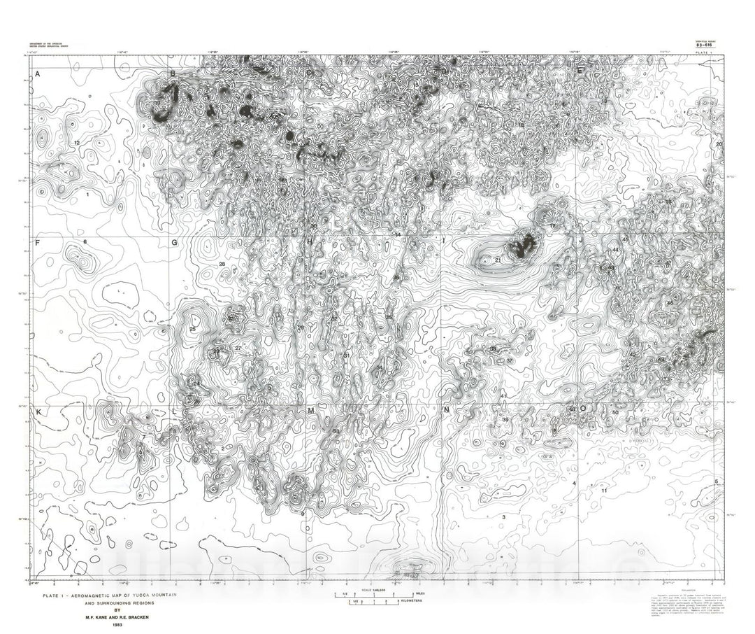 Map : Aeromagnetic map of Yucca Mountain and surrounding regions, sout ...