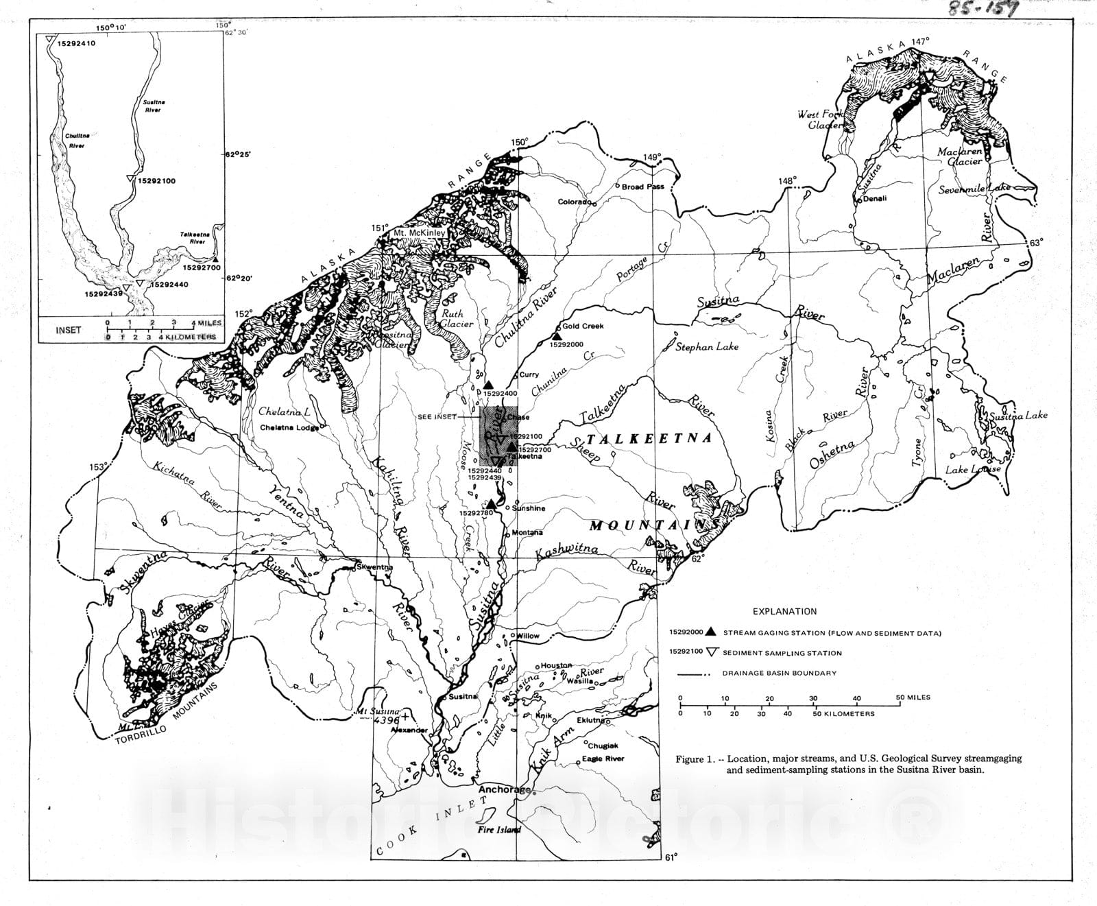 Map : Sediment discharge data for selected sites in the Susitna River ...