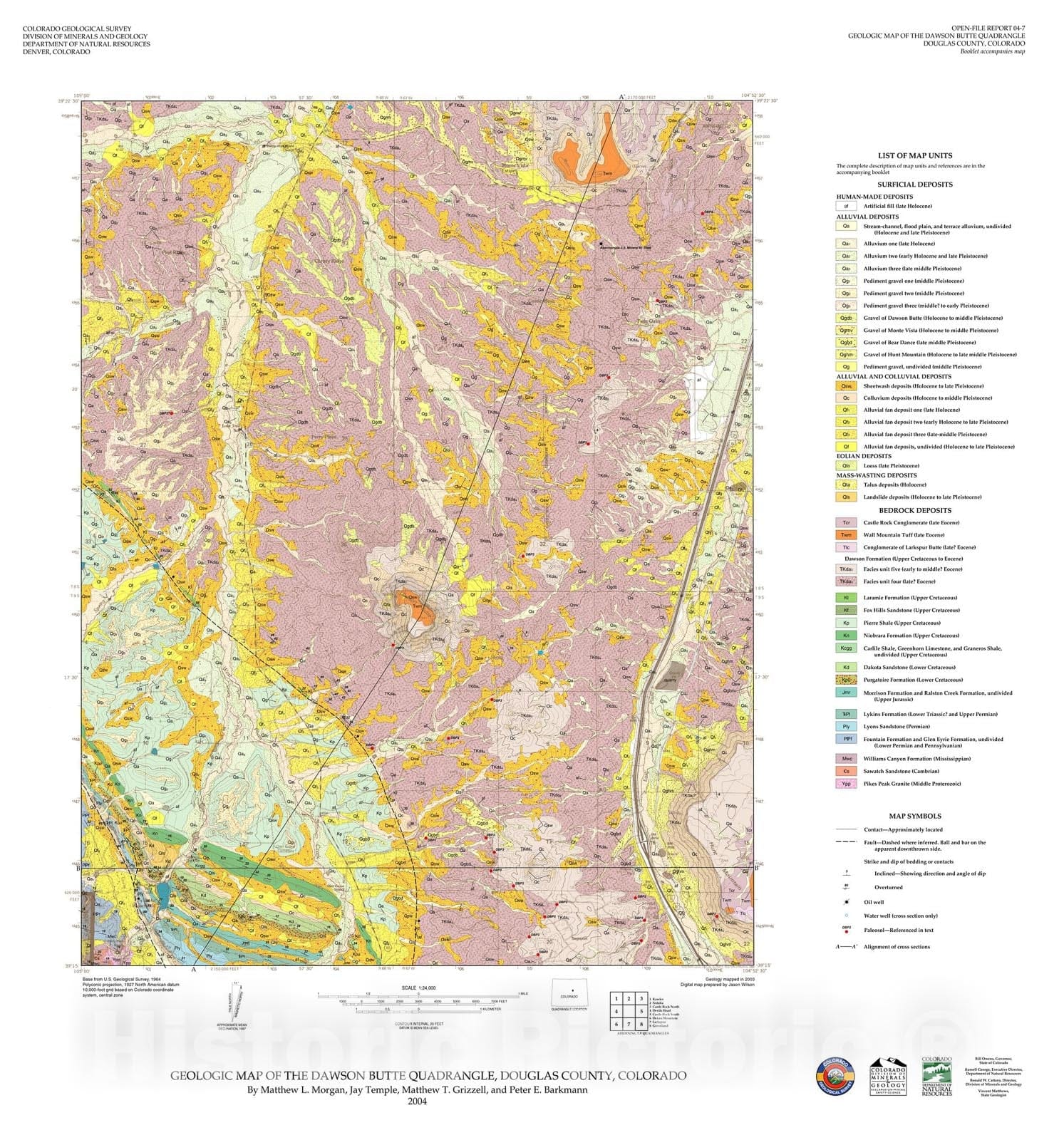 Map : Geologic Map of the Dawson Butte Quadrangle, Douglas County, Col ...
