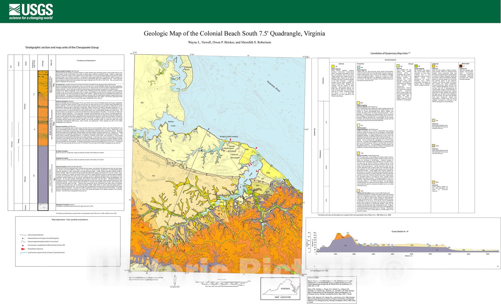 Map : Geologic map of the Colonial Beach South 7.5-minute quadrangle ...