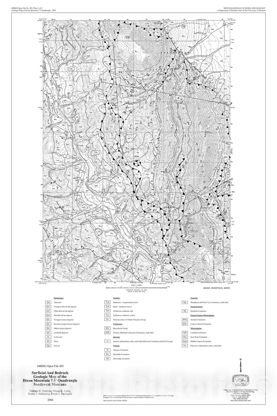 Map : Surficial and bedrock geologic map of the Dixon Mountain 7.5' qu ...
