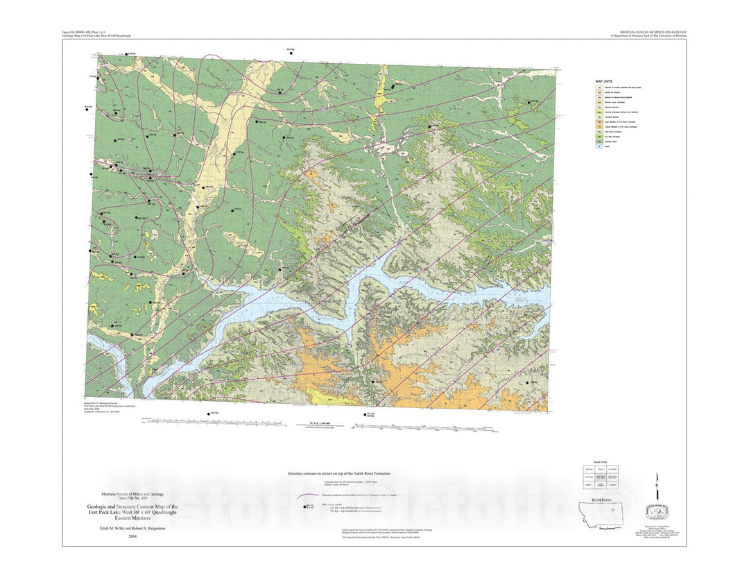 Map : Geologic map of the Fort Peck Lake West 30' x 60' quadrangle, ea ...
