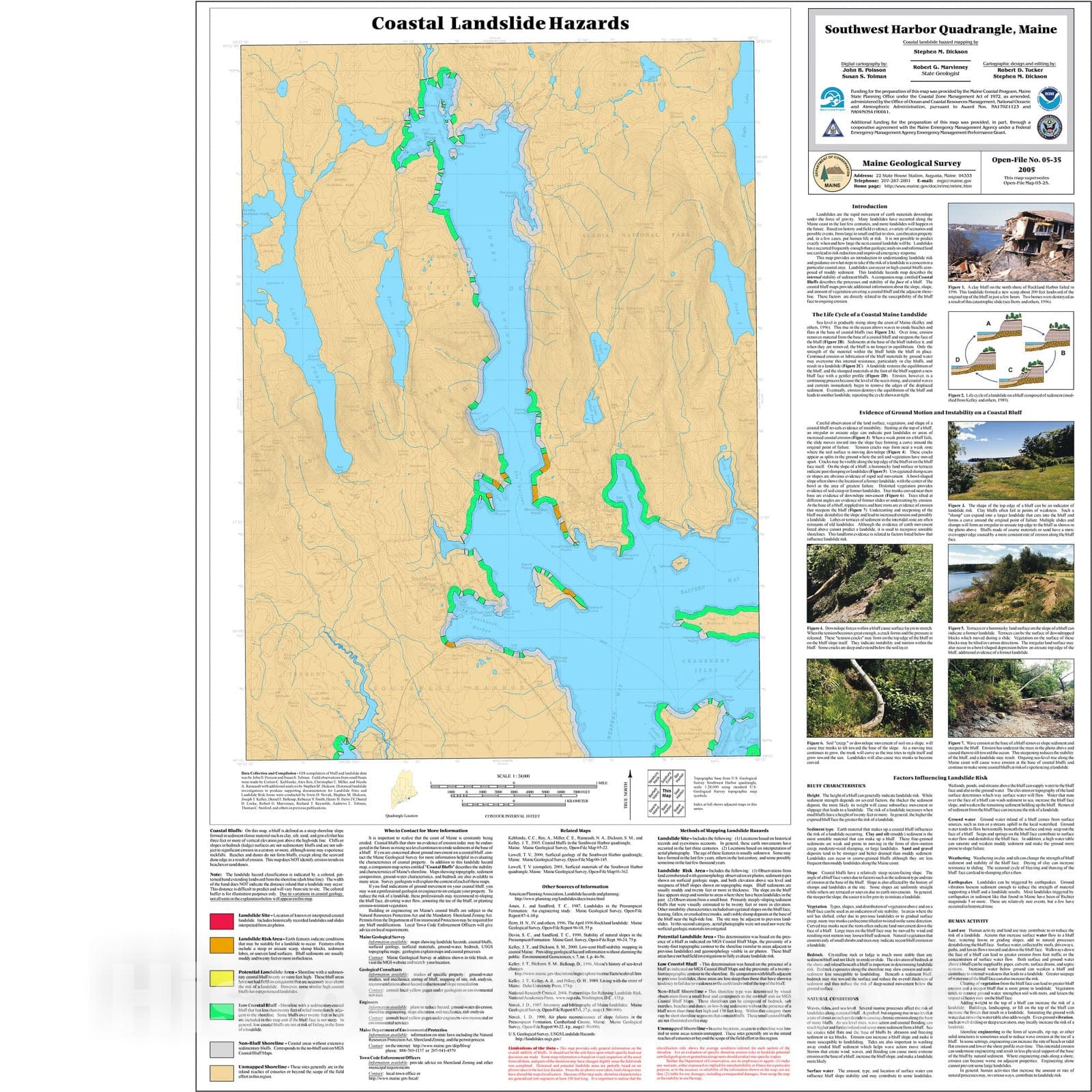 Map : Coastal landslide hazards in the Southwest Harbor quadrangle, Ma ...
