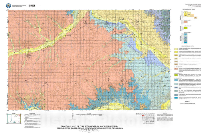Map : Geologic map of the Woodward 30' x 60' quadrangle, 2003 Cartogra ...