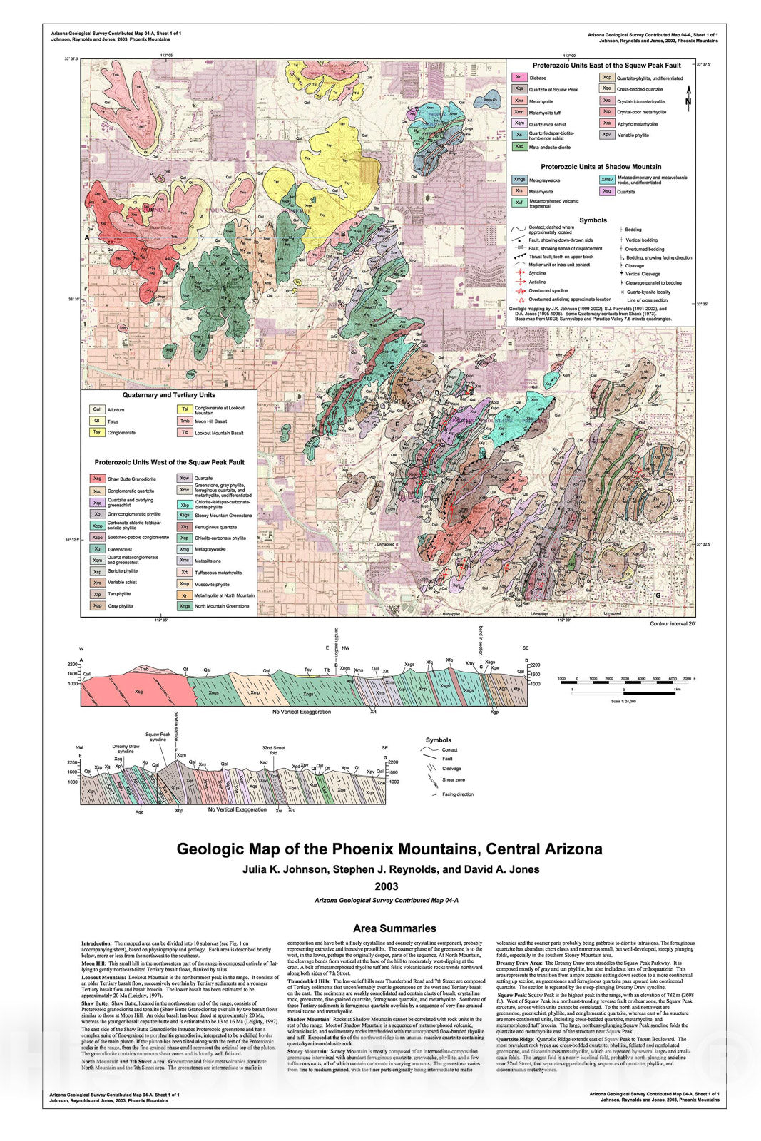 Map : Geologic map of the Phoenix Mountains, central Arizona, 2003 Car ...
