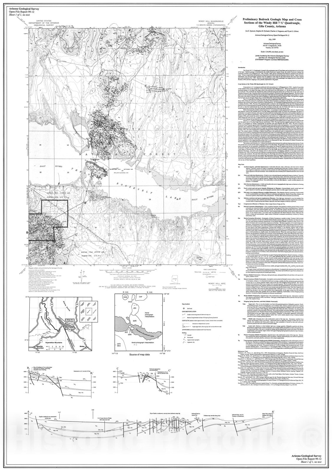 Map : Preliminary bedrock geologic map and cross sections of the Windy - Historic Pictoric