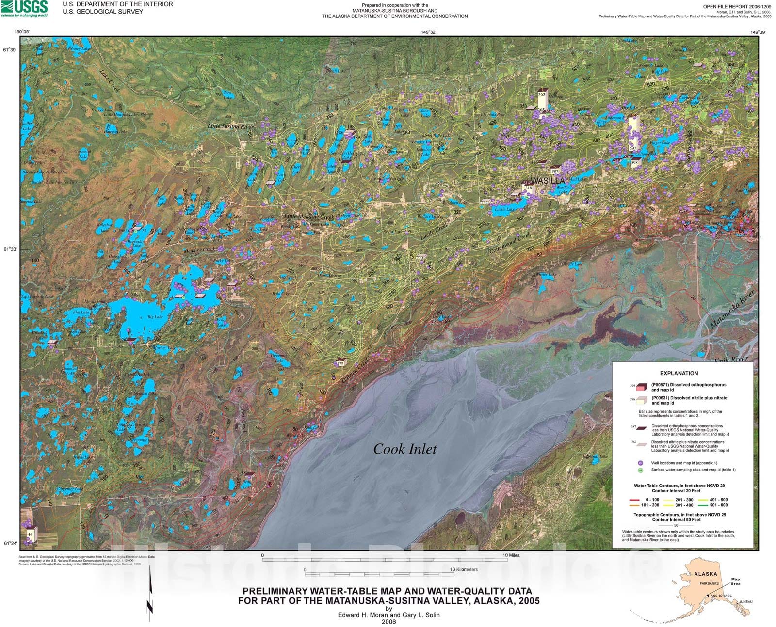Map : Preliminary water-table map and water-quality data for part of t ...