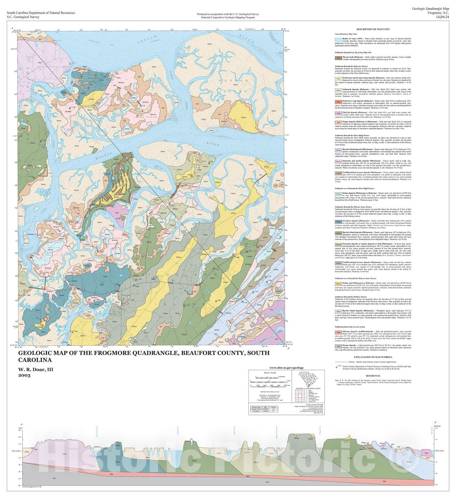 Map : Geologic map of the Frogmore quadrangle, Beaufort County, South ...