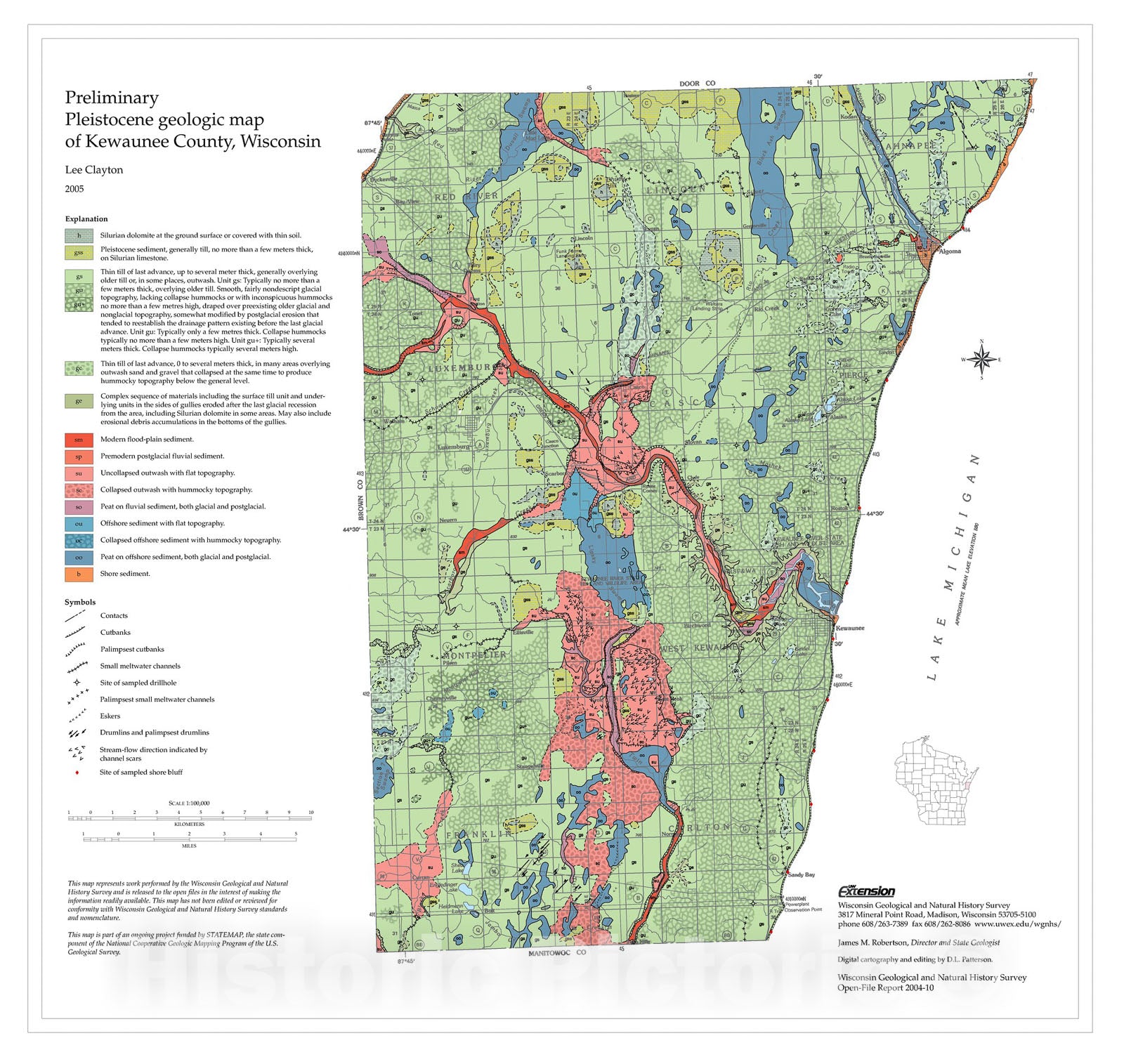 Map : Preliminary Pleistocene geologic map of Kewaunee County, Wiscons ...