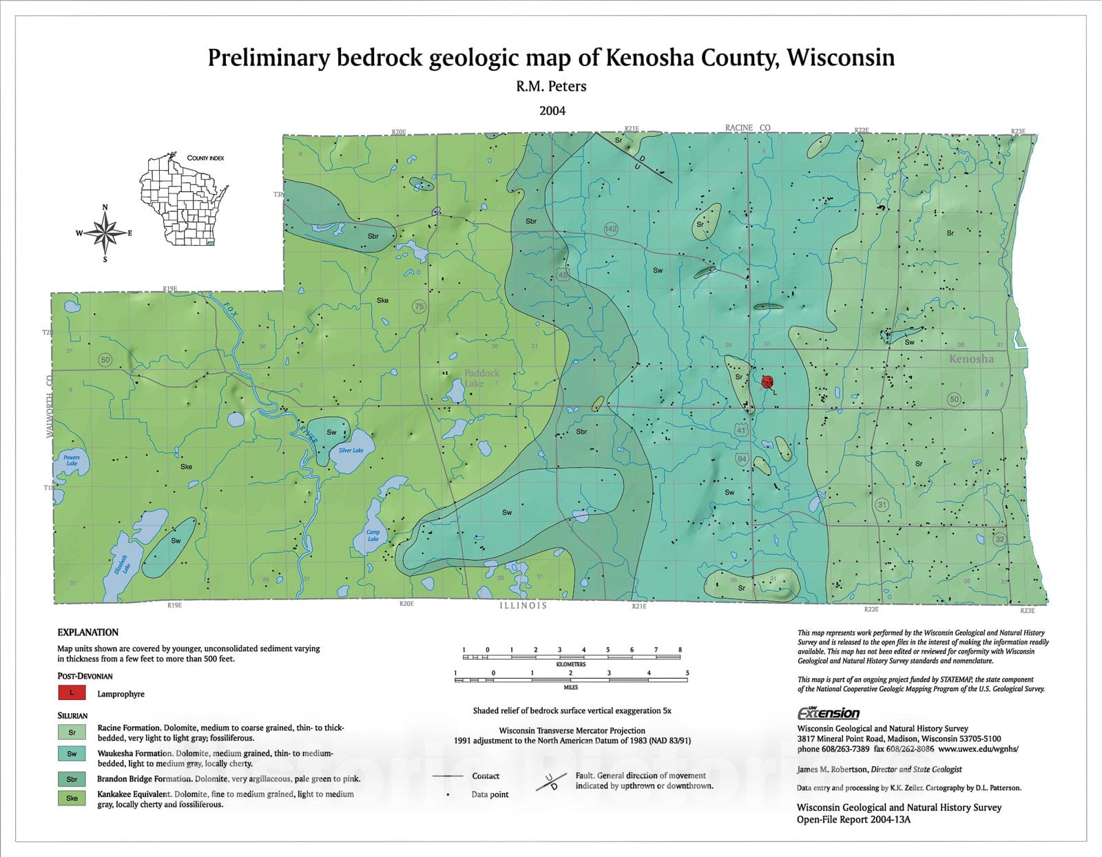 Map : Preliminary bedrock geologic map of Kenosha County, Wisconsin, 2 ...