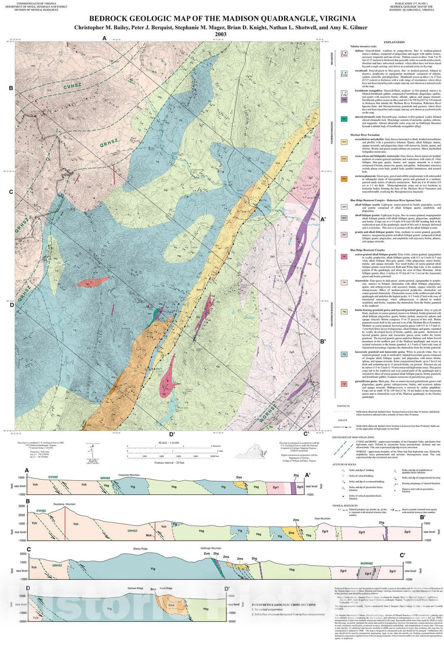 Map : Bedrock geologic map of the Madison quadrangle, Virginia, 2003 C ...