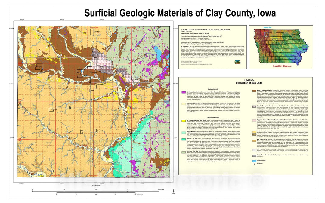 Map : Surficial geologic materials of the Des Moines Lobe of Iowa, Pha ...