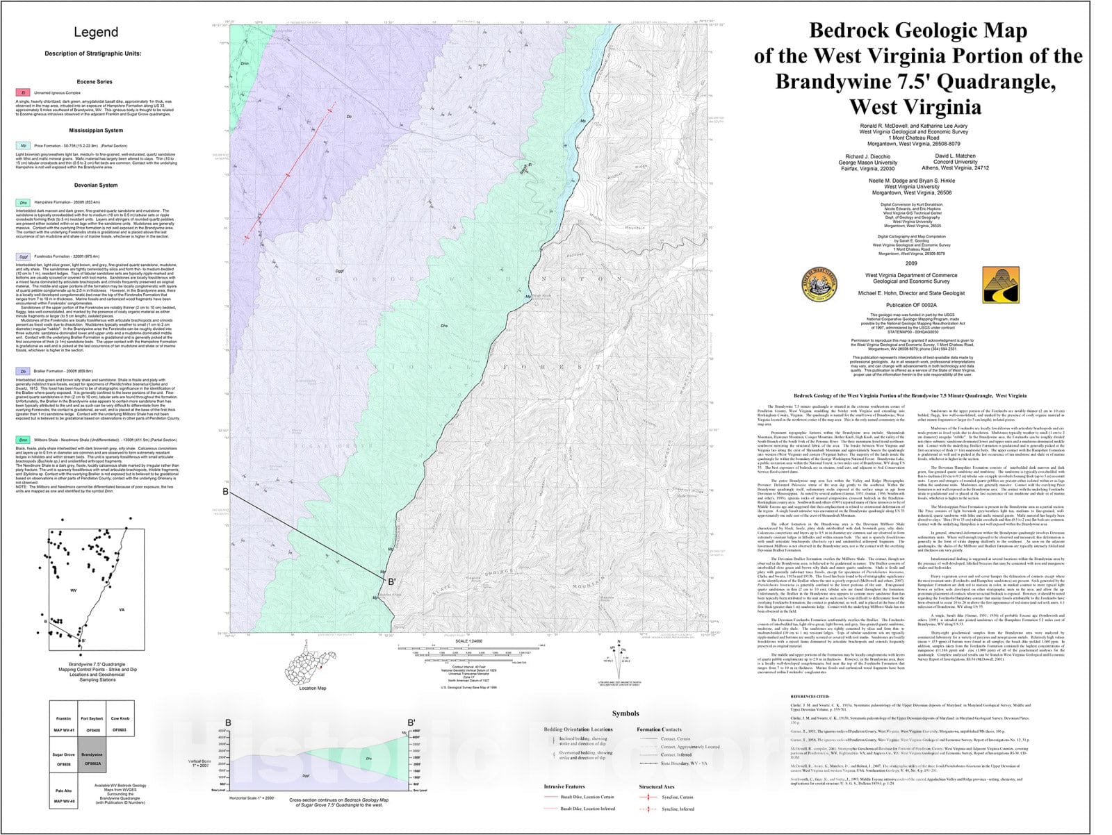Map : Bedrock Geologic Map of the West Virginia Portion of the Brandyw ...