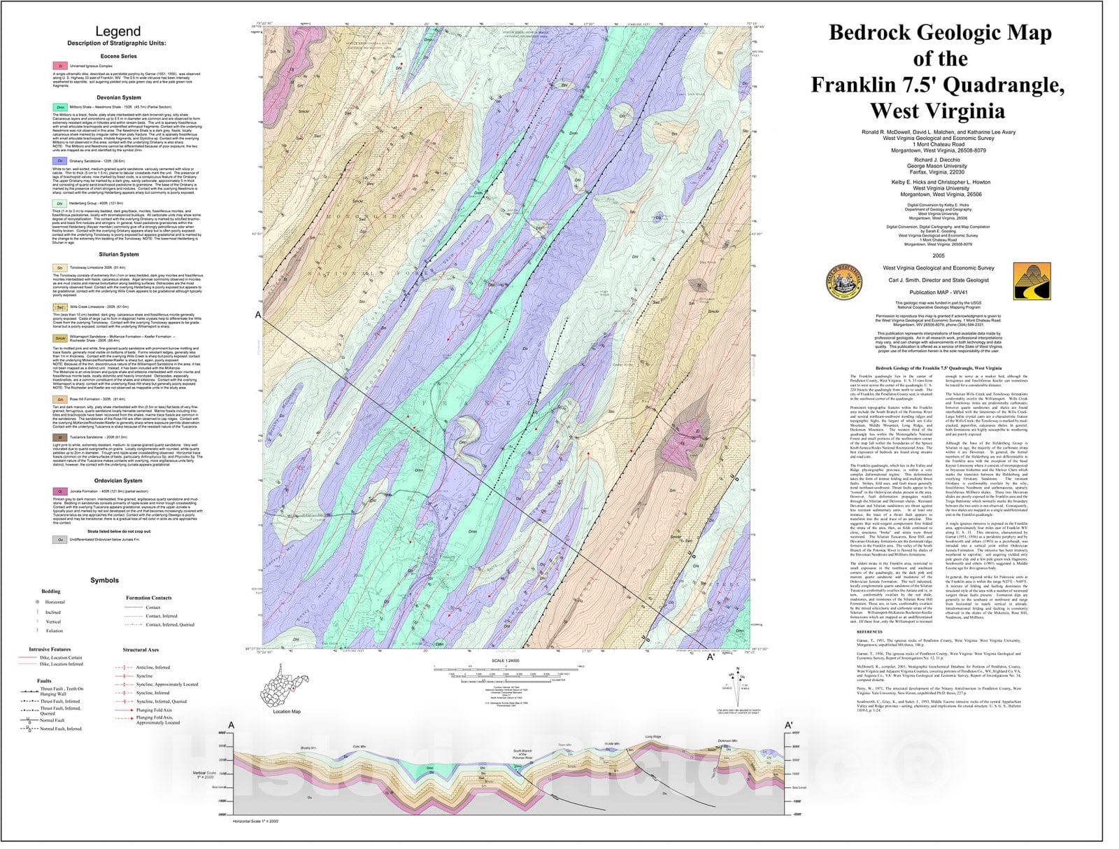 Map : Bedrock Geologic Map of the Franklin 7.5' Quadrangle, West Virgi ...