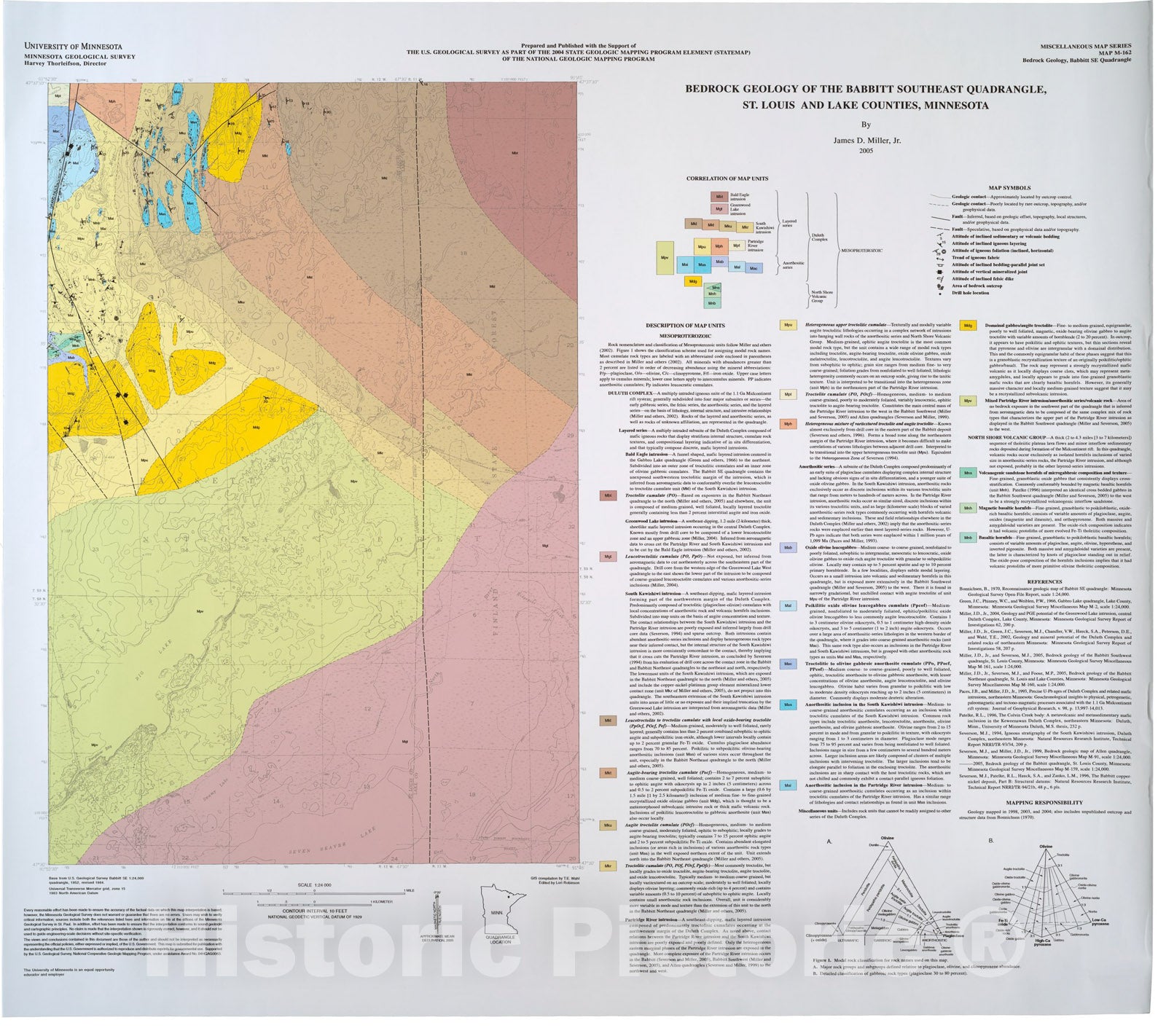 Map : Bedrock geology of the Babbitt Southeast quadrangle, St. Louis a ...