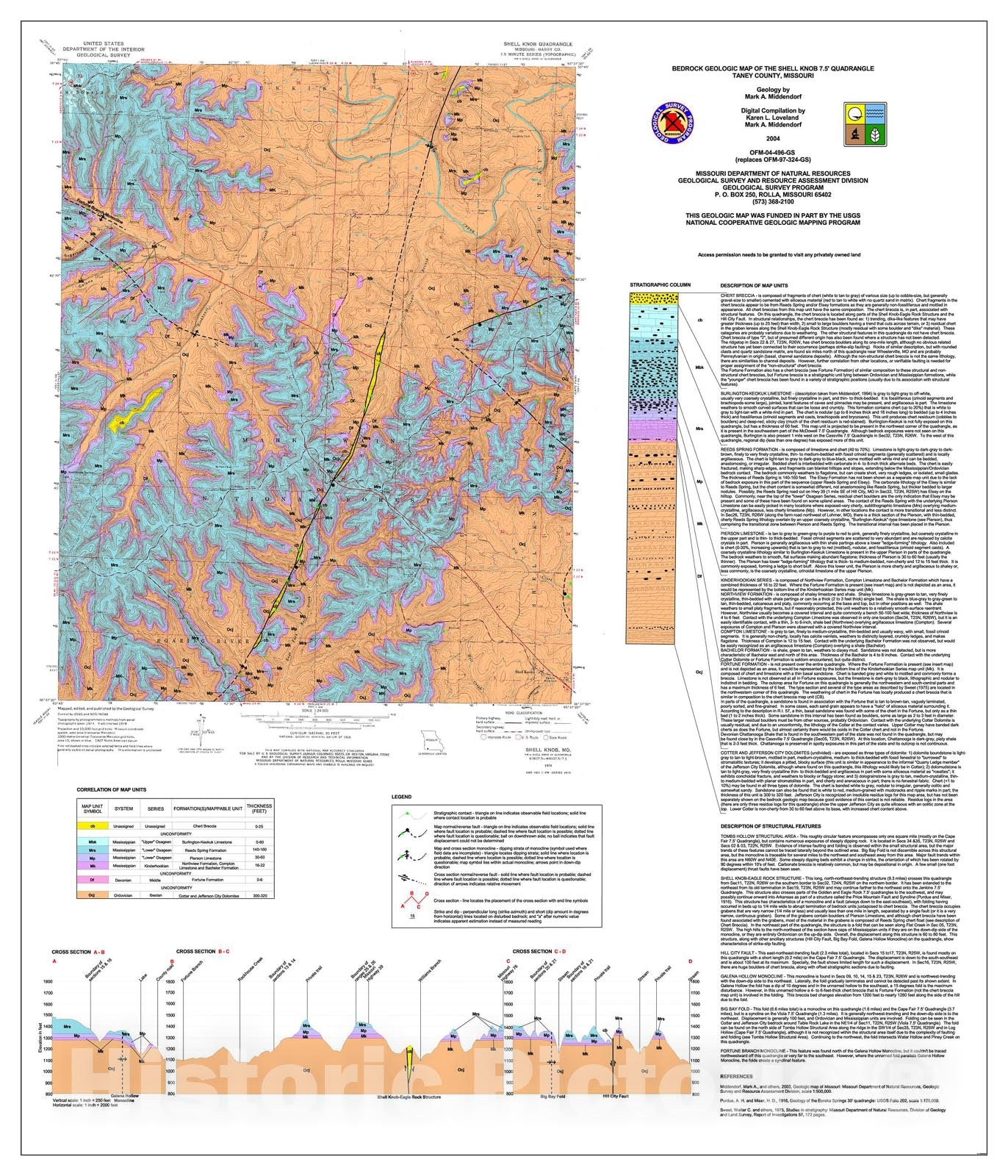 Map : Bedrock geologic map of the Shell Knob seven 1/2' quadrangle, Mi ...