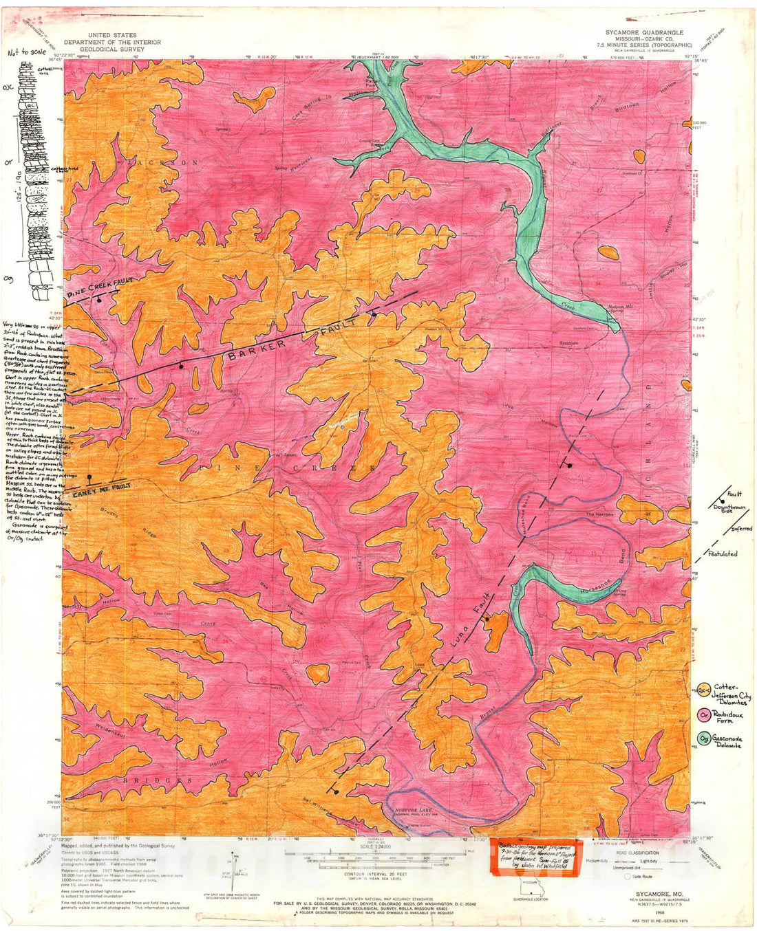 Map : Bedrock geologic map of the Sycamore seven 1/2' quadrangle, Miss ...