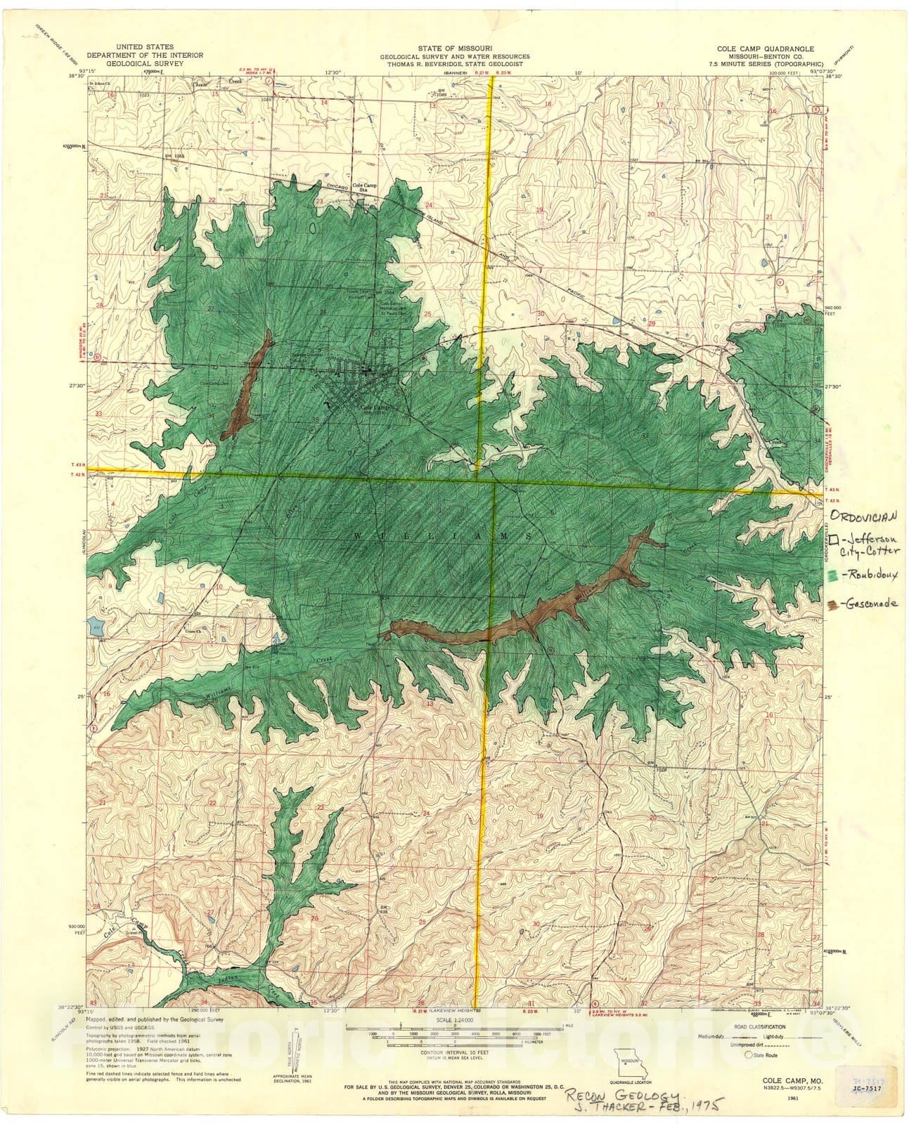 Map : Reconnaissance geologic map of the Cole Camp seven 1/2' quadrang ...