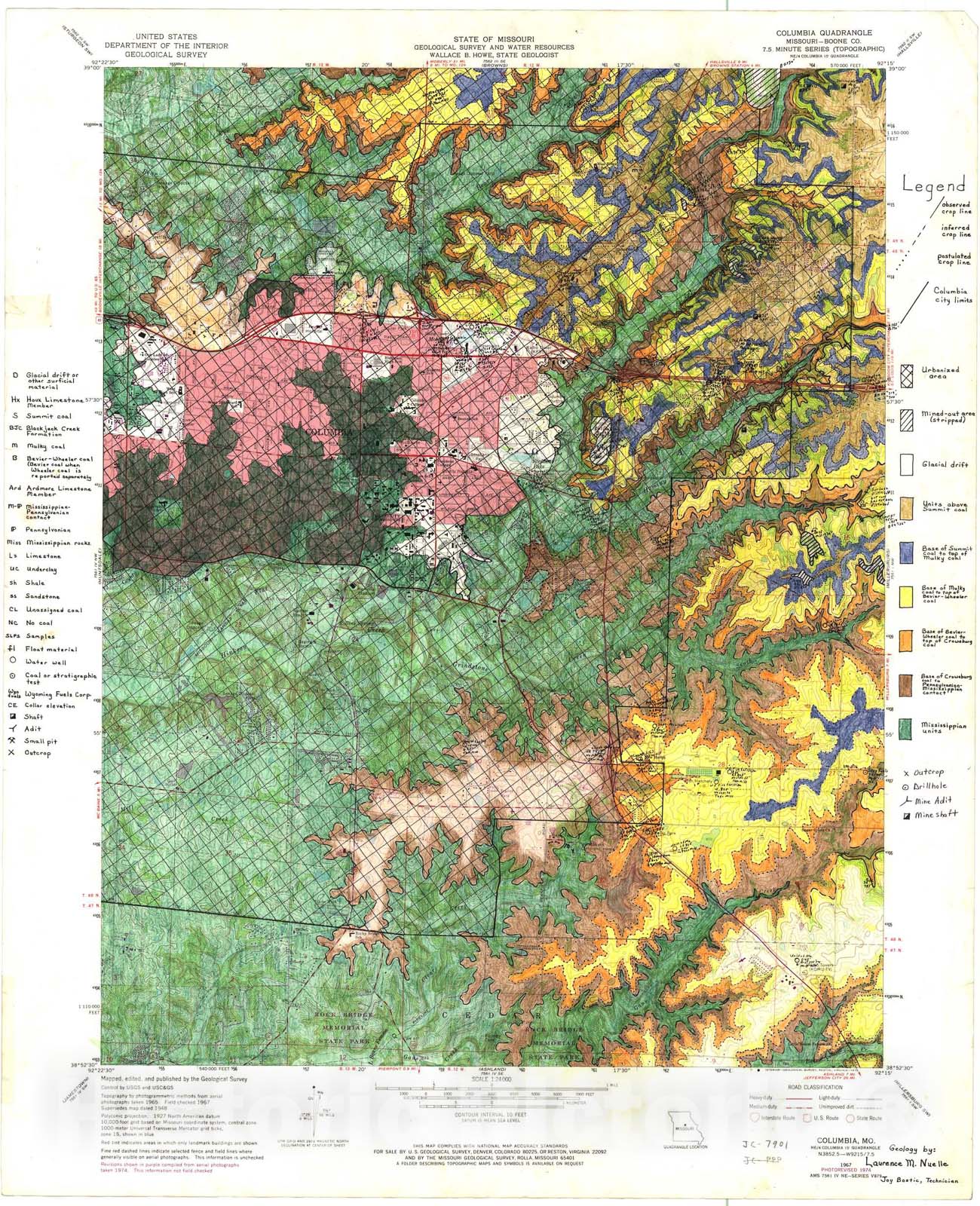 Map : Bedrock geologic map of the Columbia seven 1/2' quadrangle, Miss ...