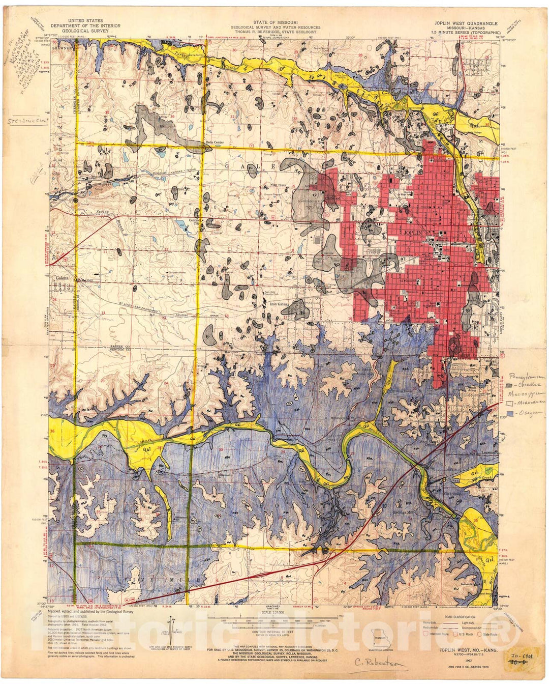 Map : Bedrock geologic map of the Joplin West seven 1/2' quadrangle, M ...
