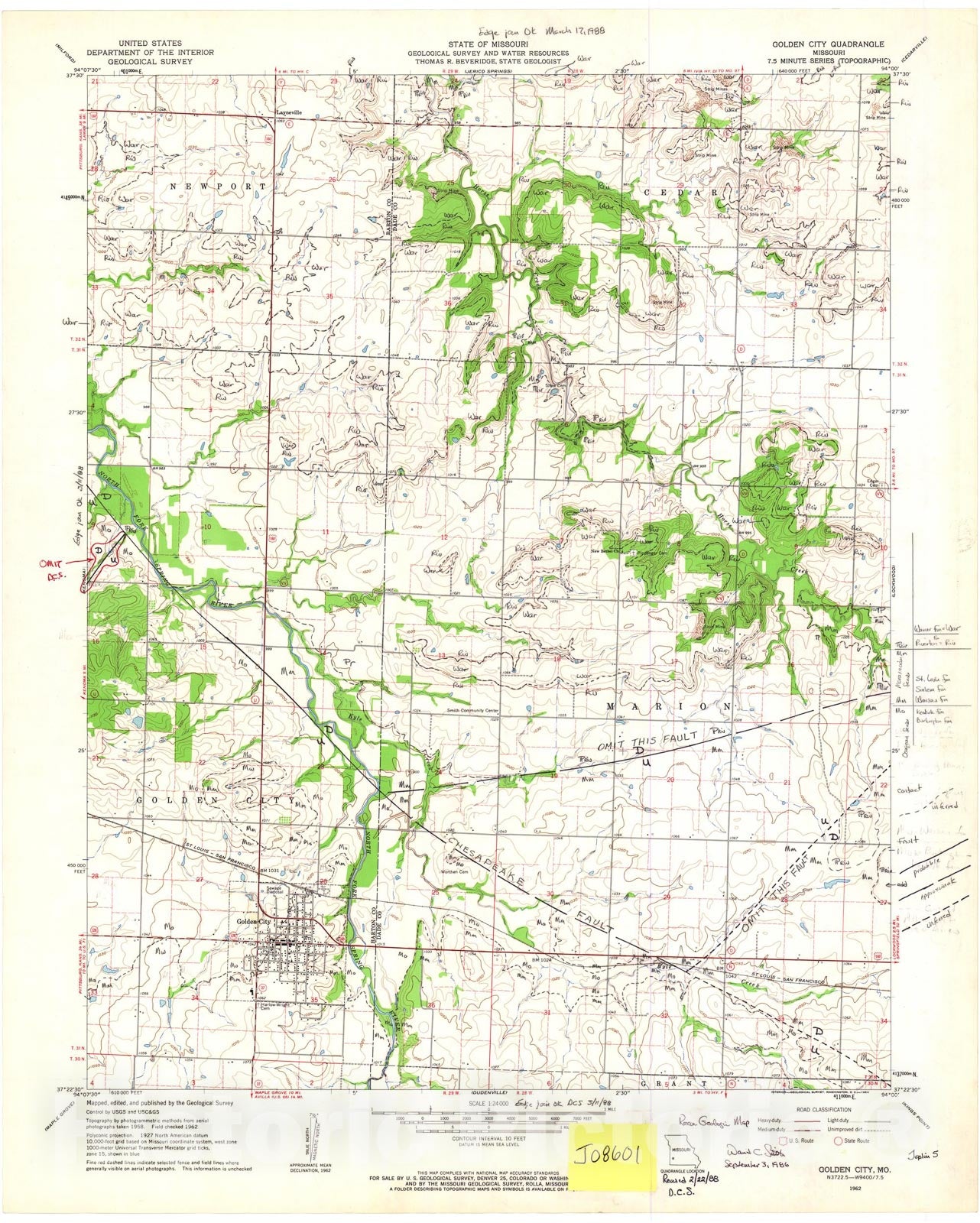 Map : Reconnaissance geologic map of the Golden City seven 1/2' quadra ...