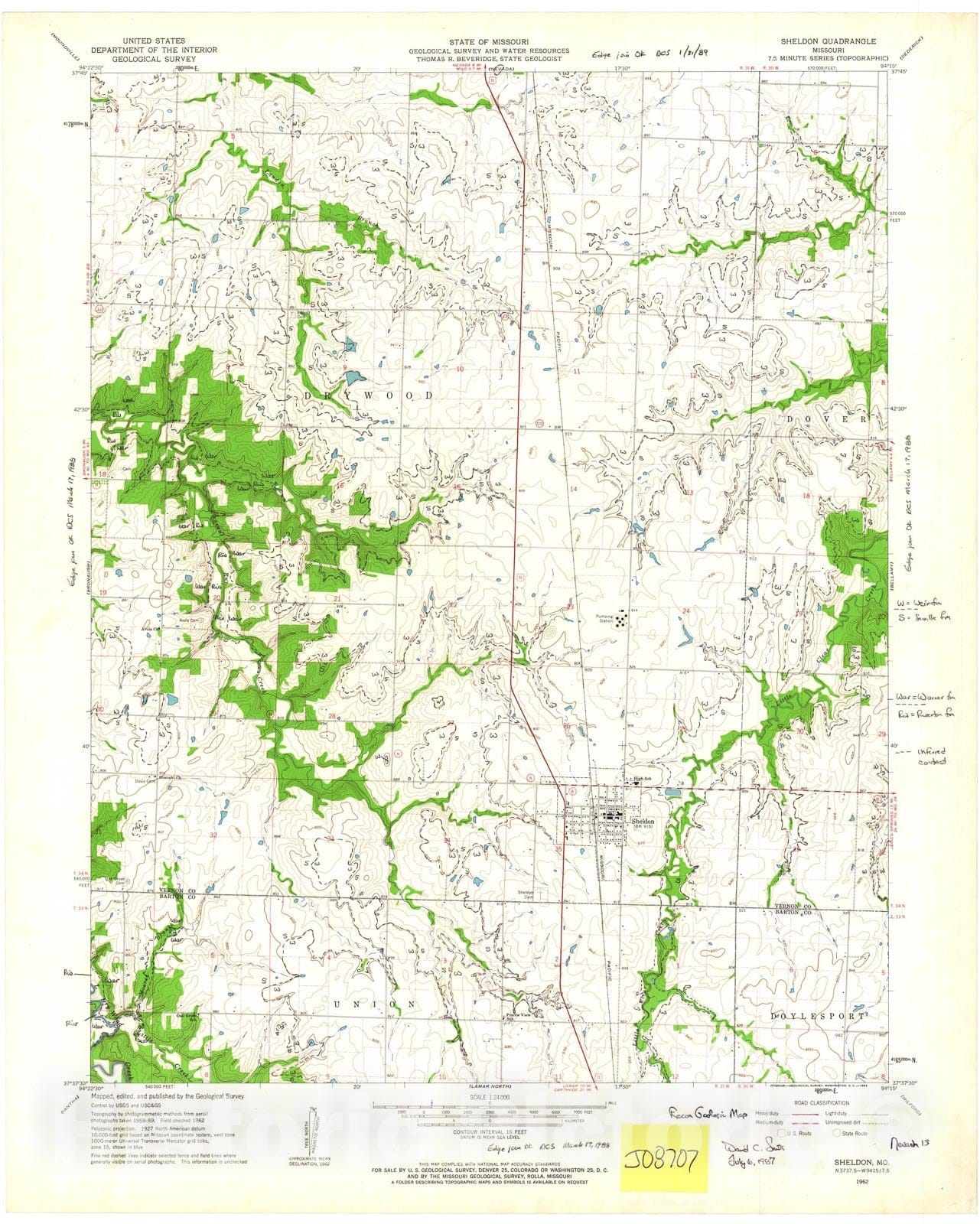 Map : Reconnaissance geologic map of the Sheldon seven 1/2' quadrangle ...